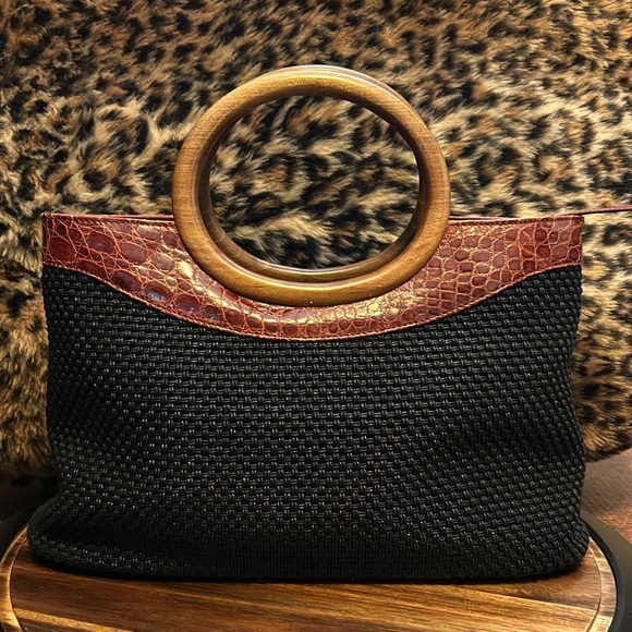 Suarez | Bags | Suarez Rattan And Embossed Faux Leather Handbag | Poshmark